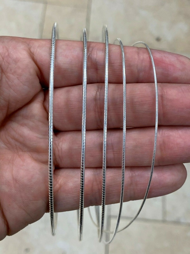 925 Sterling Silver Round Omega Necklace Round Chain 925 Italy - 16 ...