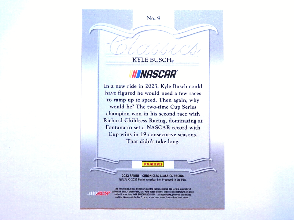 2023 Panini Chronicles Nascar Racing Donruss Classics Kyle Busch Card ...