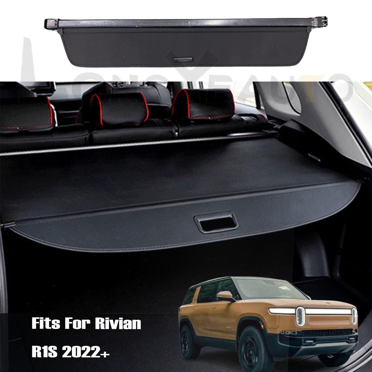 Fits For Rivian R1S 2022+ Rear Trunk Cargo Cover Luggage Shield Shade ...