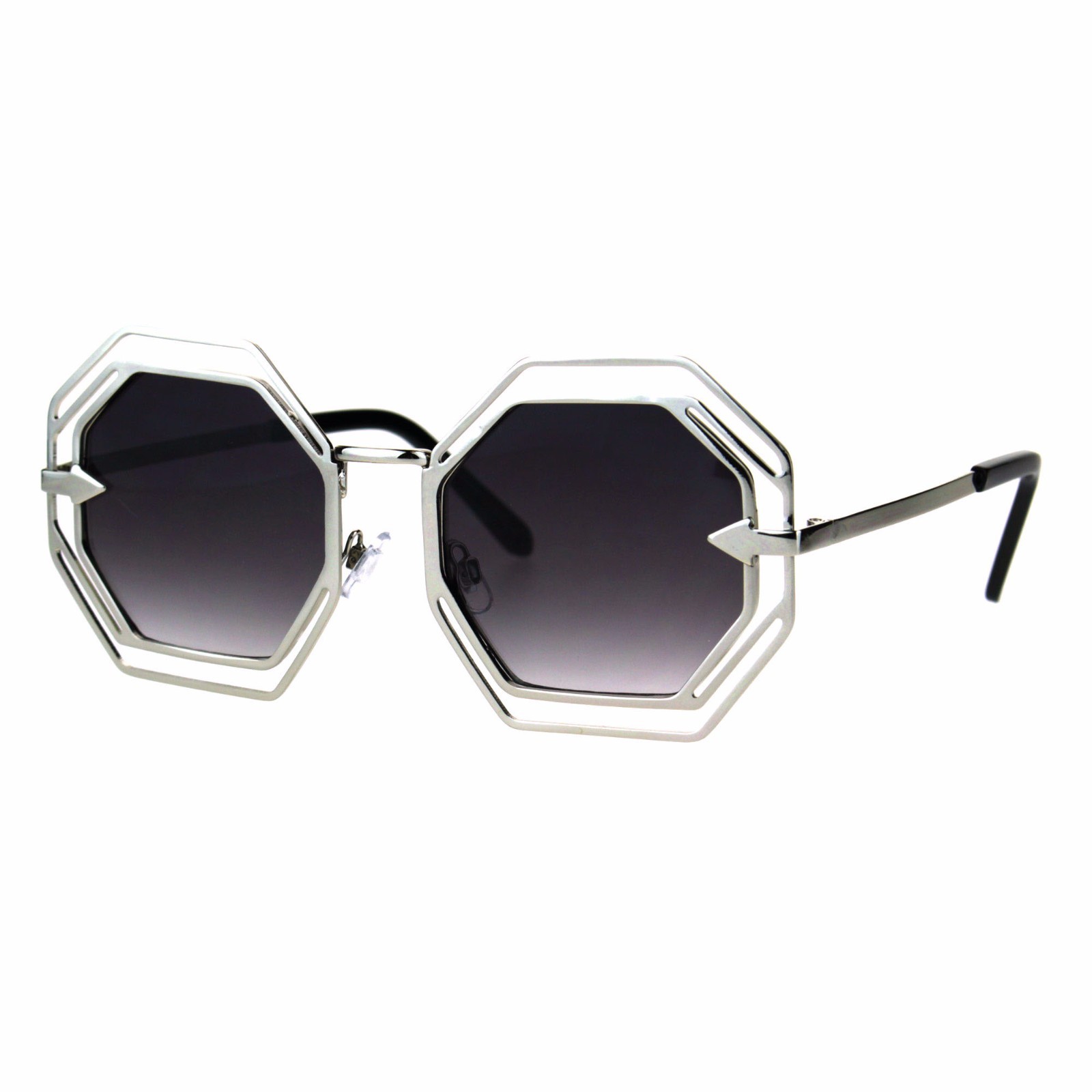 Octagon Shaped Sunglasses Womens Trendy Fashion Double Metal Frame | eBay