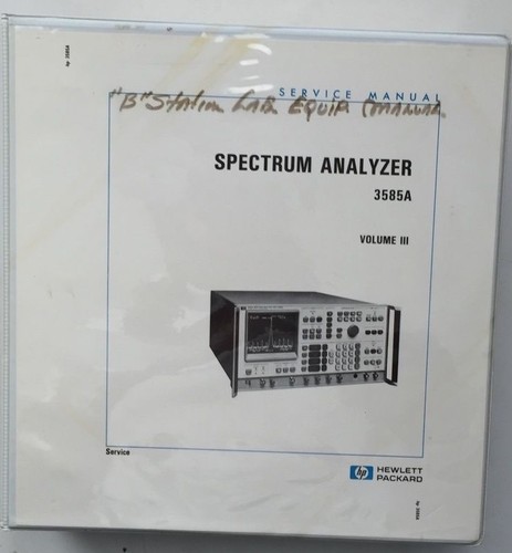 HP 3585A Spectrum Analyzer Service Manual Volume 3 P/N 03585-90006 | eBay