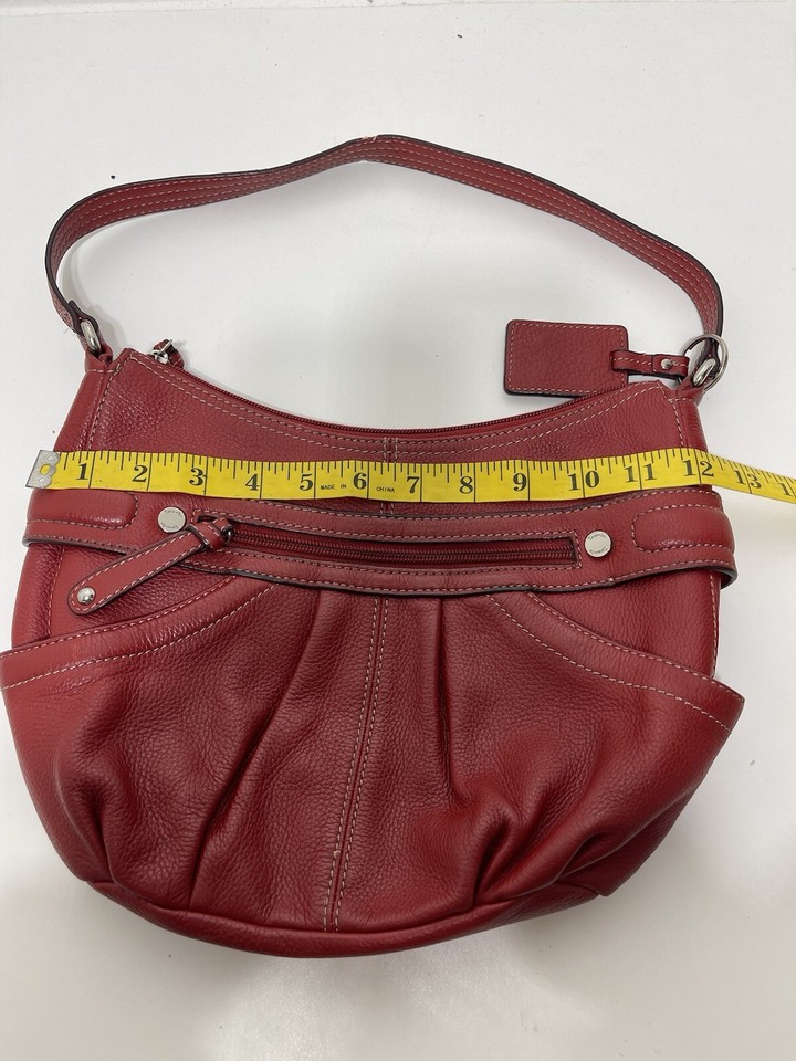 Tignanello Red Pebbled Leather Shoulder Handbag | eBay