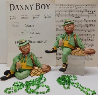 Vtg Set of Leprechauns 1980 Ceramic Statues Detailed Irish Danny Boy ...