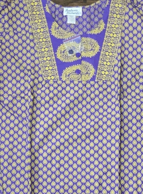 ANTHONY RICHARDS 3X Purple & Gold Lounge House Dress Nightgown 100% ...