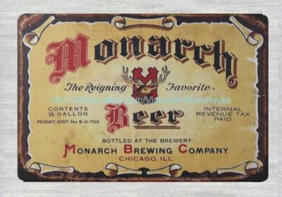 cafe pub wall art Monarch The Reigning Favorite Beer metal tin sign | eBay