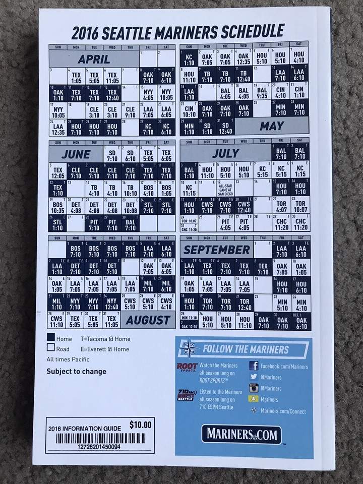 2016 Seattle Mariners Media Information Guide Ken Griffey Jr. Book | eBay