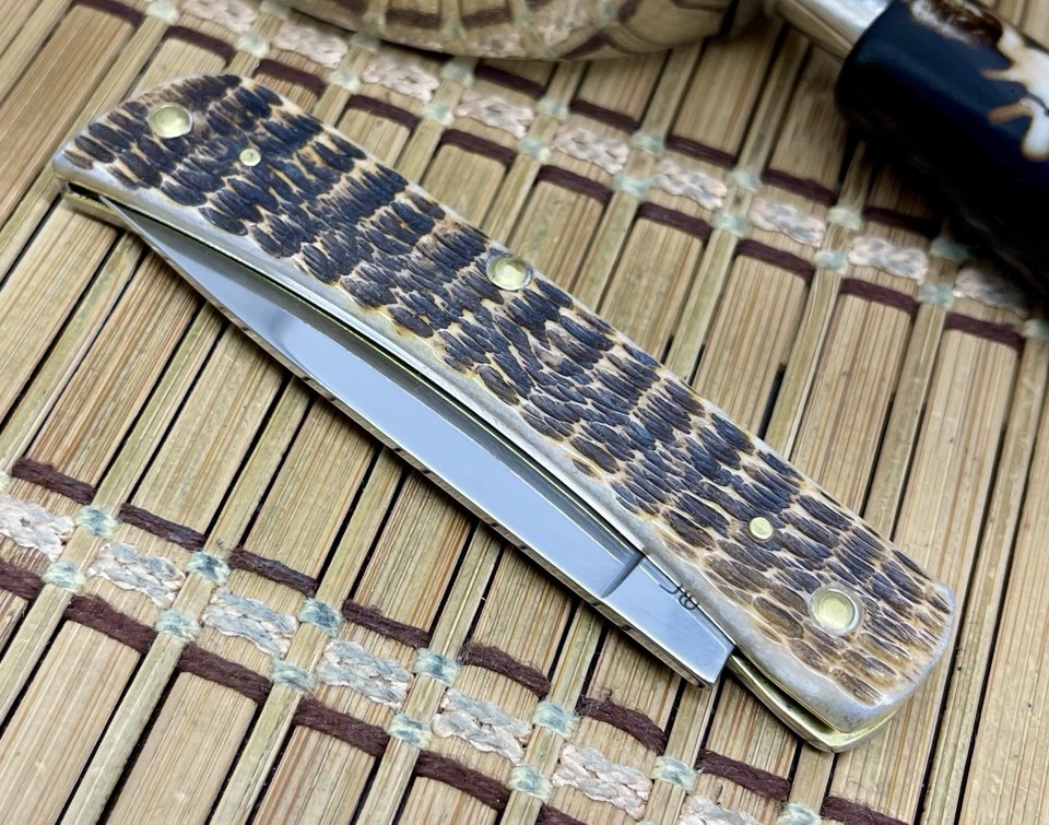 Case XX USA Burnt Amber Bone Dogbone Shield 51394 Tested XX Sod Buster ...