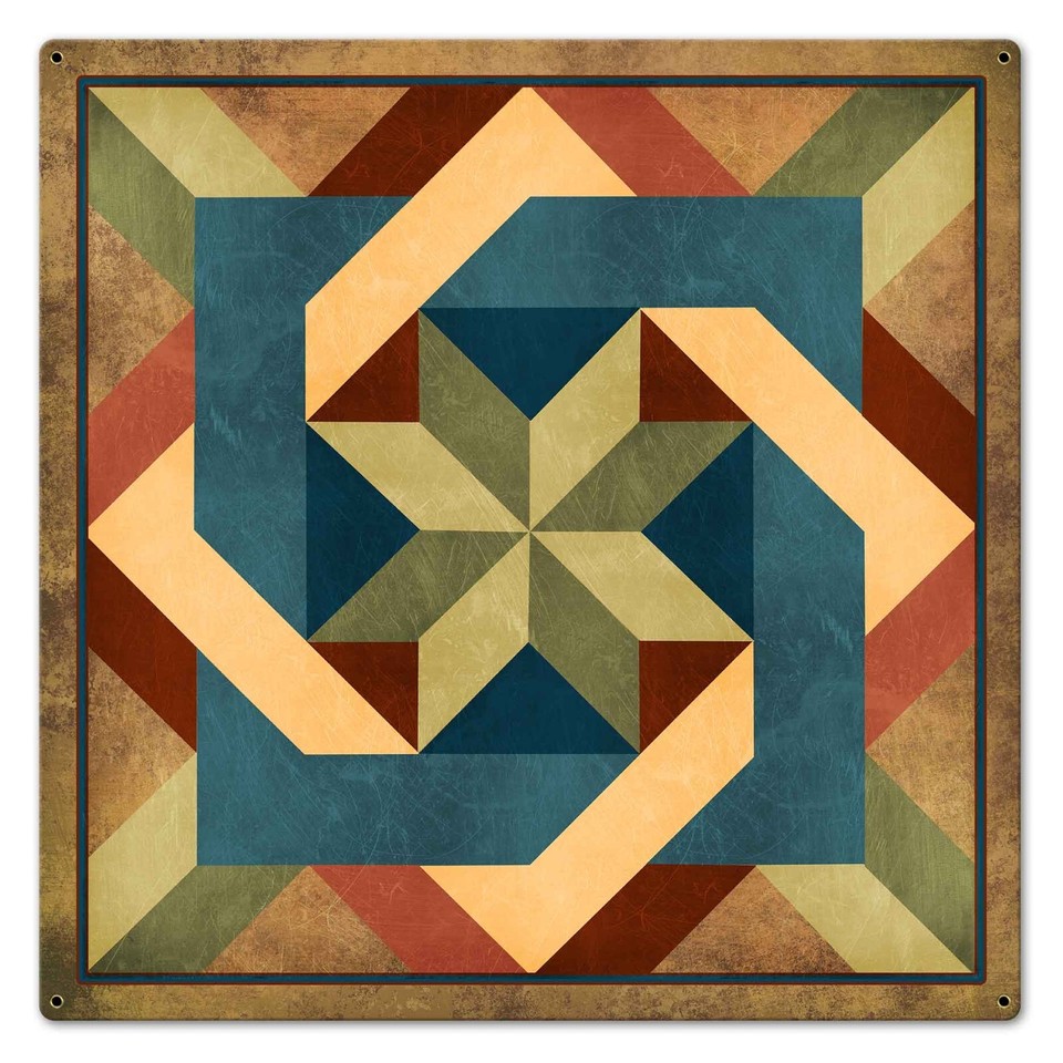 Barn Quilt Art Metal Sign, Box In Box Earth Tone, Pennsylvania Dutch ...