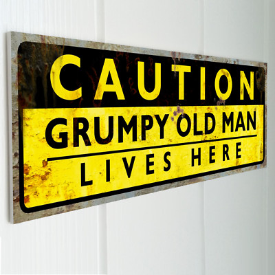 GRUMPY OLD MAN LIVES HERE Man Cave Door Sign Plaque Funny Christmas ...
