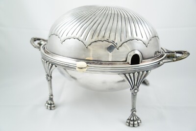 Walker & Hall Sheffield England Silver Revolving Dome Clawfoot Serving ...