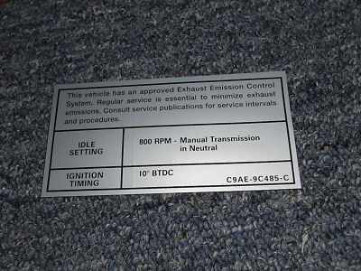 1969 FORD MUSTANG BOSS 429 ENGINE EMISSIONS DECAL LATE | eBay