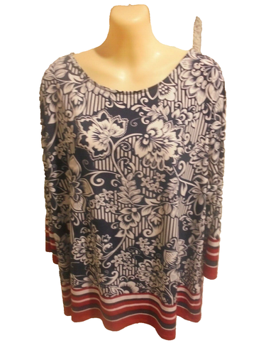 W LANE NWOT SIZE XL 18 - 20 Navy White with Red L/slv TOP * | eBay ...