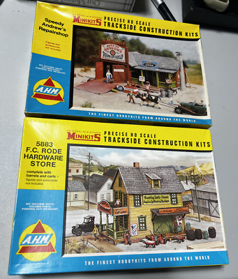 Lot of 2 Minikits AHM Vintage HO Scale Train House Building Set in box ...