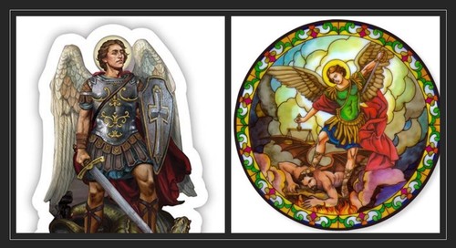 St. Saint Michael Angel Magnet & Vinyl Stained Glass Car Window Cling ...