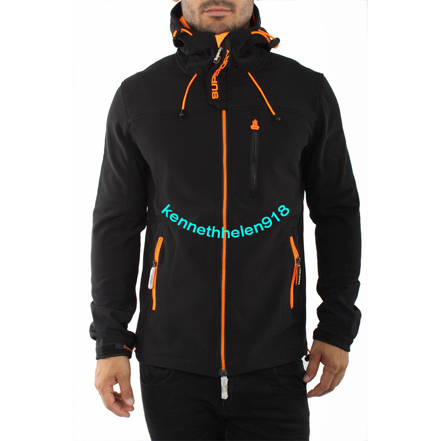 SUPERDRY WINDTREKKER JACKET COAT BLACK FLURO ORANGE MENS SIZE LARGE | eBay