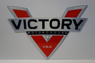 VICTORY MOTORCYCLES DEALERSHIP DIE CUT RARE ENAMEL SIGN HUGE 16" HIGH X ...