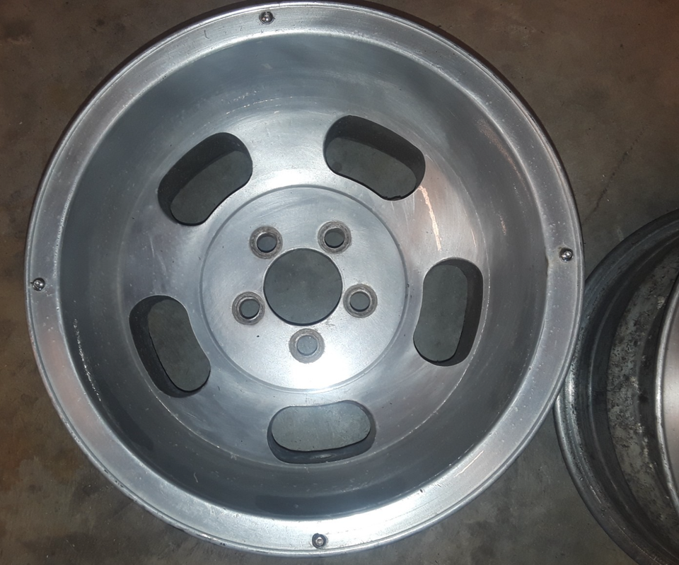 2 Aluminum slot wheels 14 x 7, 3"BS Forsite brand RARE BOLT PATTERN 4 ...