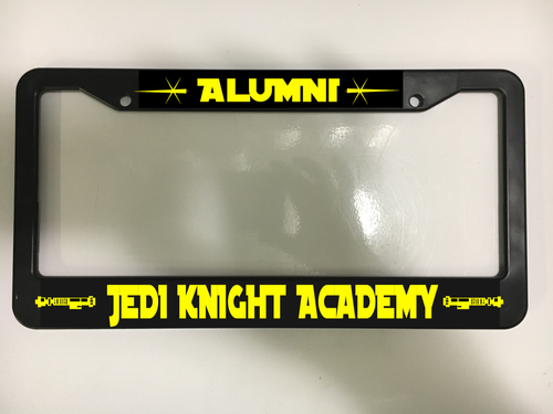 Alumni Jedi Knight Academy Star Wars Yellow / Black License Plate Frame ...