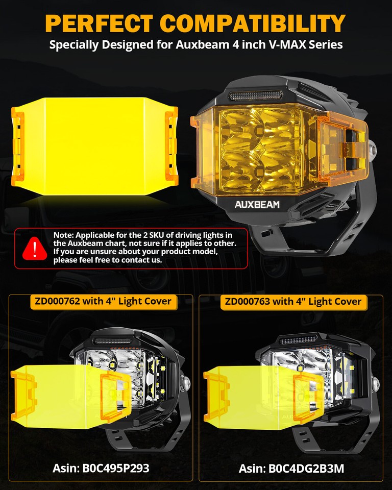 AUXBEAM 4" Side Shooter LED Work Driving Light Pods DRL + Amber Covers ...