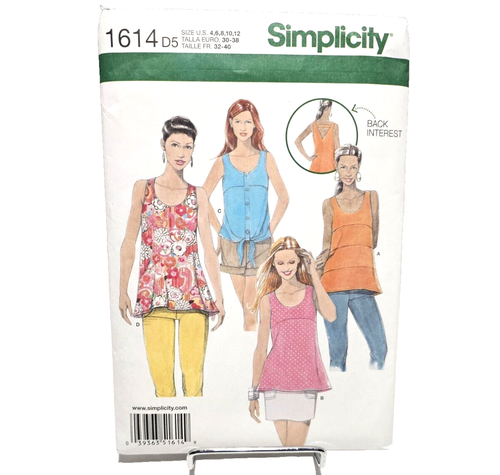 Simplicity #1614 Size 4-12 Misses Tops Uncut Factory Folded 39363516149 ...