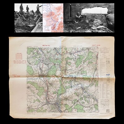 RARE! 1944 WWII George Patton Third Army Siegfried Line SARRE RIVER ...