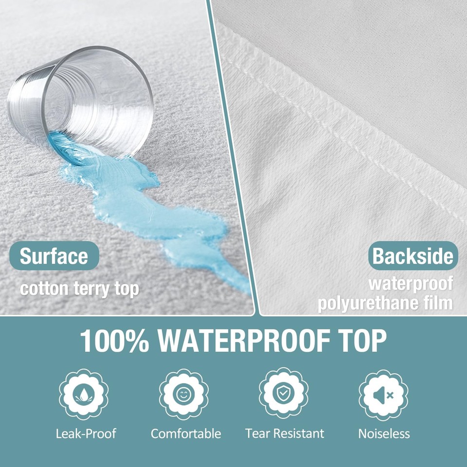 Queen Waterproof Mattress Protector,Pee and Liquid Proof Cover for Pets ...