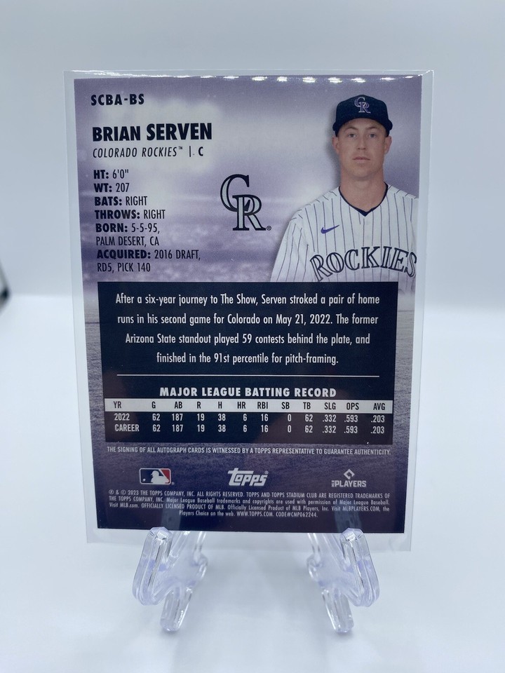 2023 topps stadium club Chrome Brian Serven Auto | eBay