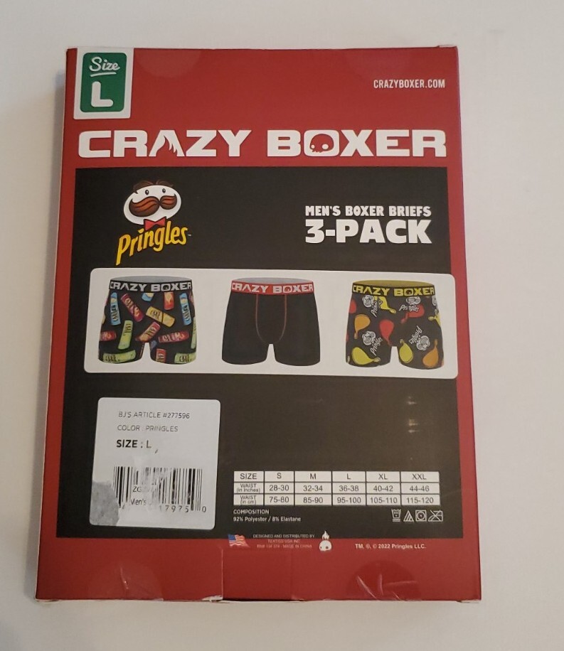 Crazy Boxers Men's Boxer Briefs 3-Pack - Pringles size Large | eBay
