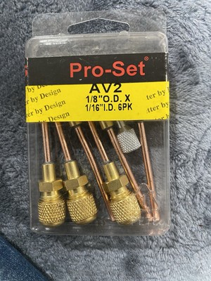 ONE NEW LOT OF 6 PRO-SET AV2 CPS ACCESS FITTINGS 1/8" O.D. X 1/16" I. D ...