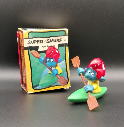 Canoe Smurf 40502 Figure Toy Kayak Super Smurfs Vintage Schleich Lot Z ...