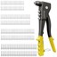 Heavy Duty Hand Pop Rivet Gun Tool Kit 200 Assorted Rivets 4 Nozzle ...