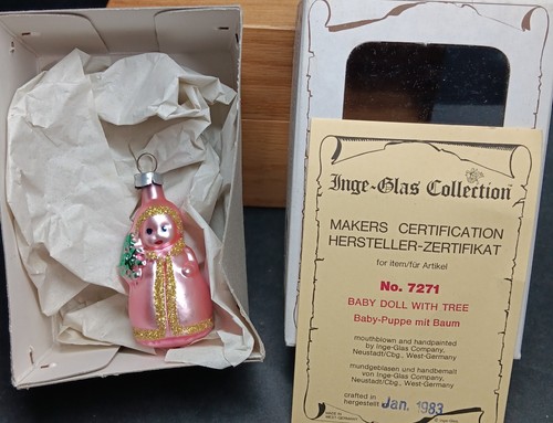 1983 Inge Glas Baby Doll With Tree #7271 Christmas Ornament Mint Box | eBay