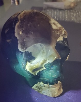1.23lb (560g) Volcano Agate UV REACTIVE CHALCEDONY Skull | eBay