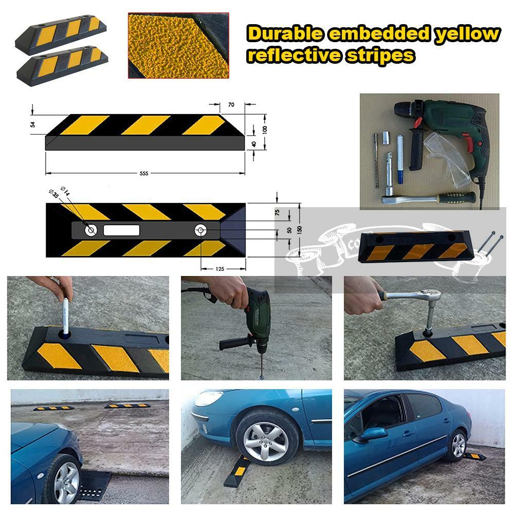 2X Rubber Wheel Stops Parking Guide Wheel Driveway Stopper Parking ...