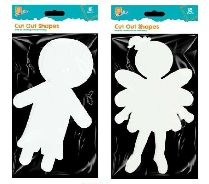 15x CUT OUT PEOPLE PAPER SHAPES Boy Girl Kids Art Craft School Paint ...