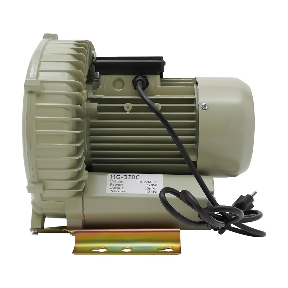 110V Industrial Fish Pond Tank Air Pump Blower Oxygen Aerator 370W ...