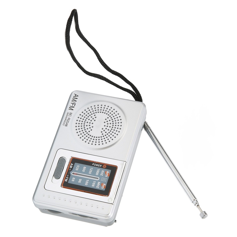 AM FM Radio Silver Gray Pocket Size AM FM Compact Simple Design AA ...