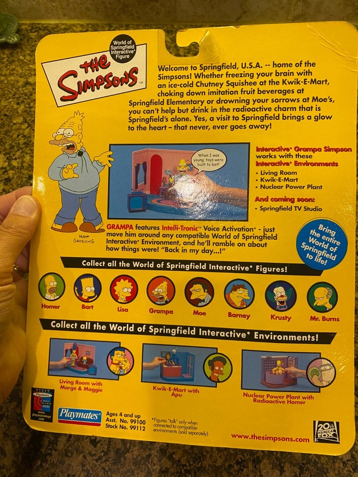 The Simpsons Playmates Grampa Simpson WORLD OF SPRINGFIELD - NEW ...