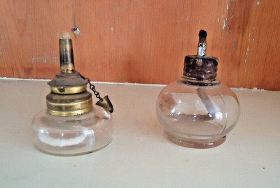 Two Small Antique Oil Lamp Bases with Wicks | eBay