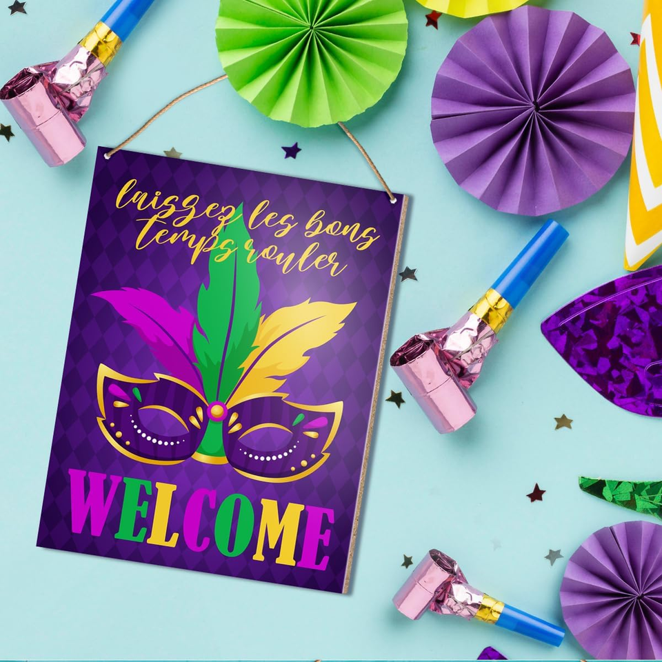 Mardi Gras Hanging Sign Wood Decor, Laissez Les Bons Temps Rouler ...