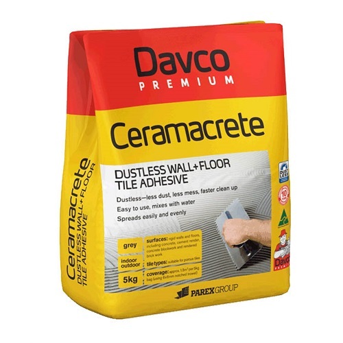 Ceramacrete Dustless 5 Kg Tile Adhesive Glue Bed Cement Davco Premium ...