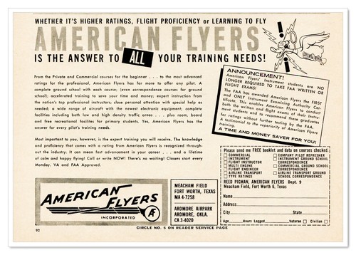 Print Ad American Flyers Instrument Flight School 1965 1/2-Page ...