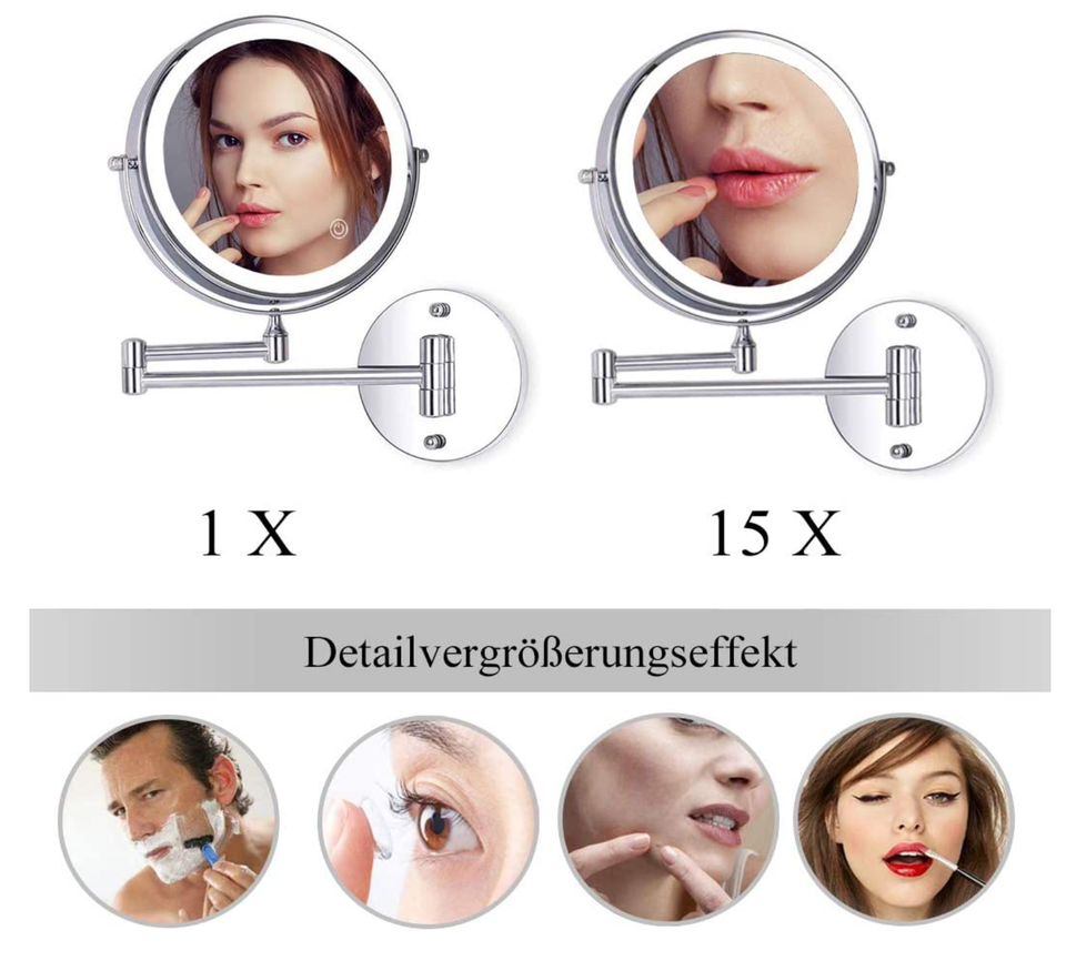 Loywe Kosmetikspiegel 7/10/15-Fach LED Beleuchtung Wandmontage ...