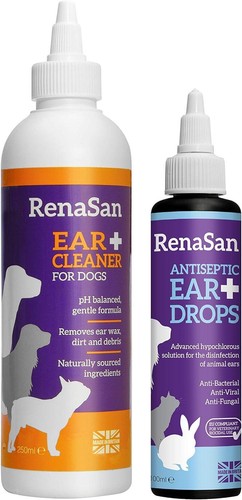 RenaSan - Ear Cleaner 250ml & Antiseptic Drops 100ml for Dogs - Itch ...