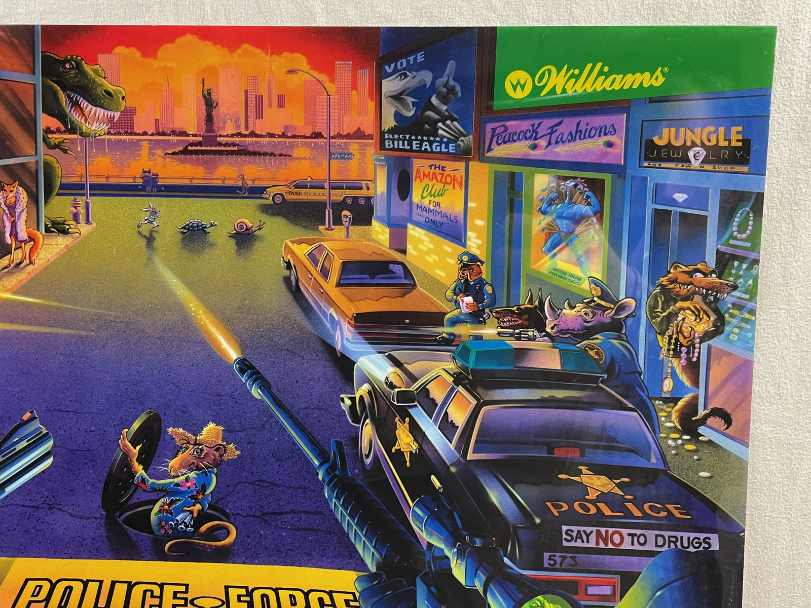 Williams Police Force Pinball Machine Game Backglass Translite ORIGINAL ...