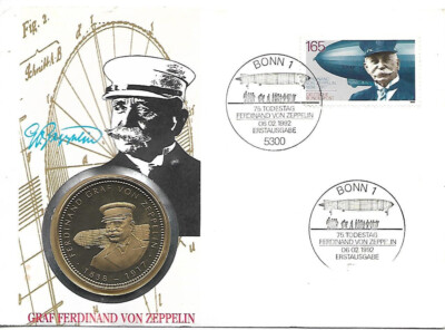 Graf Von Zeppelin 1992 Collectible Envelope Stamp Coin Medal Very Good ...