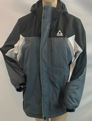 GERRY gray/black/white hooded shell Jacket coat, Youth boy size L 14/16 ...