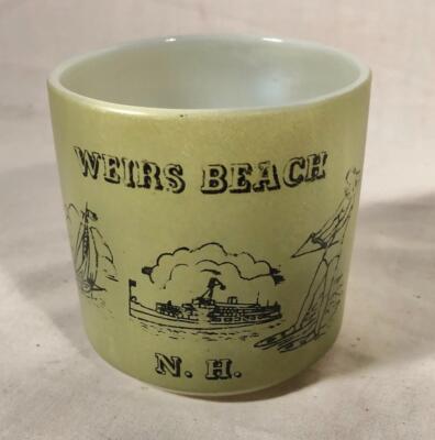 VINTAGE FEDERAL GLASS GREEN D HANDLE COFFEE CUP WEIRS BEACH NEW ...