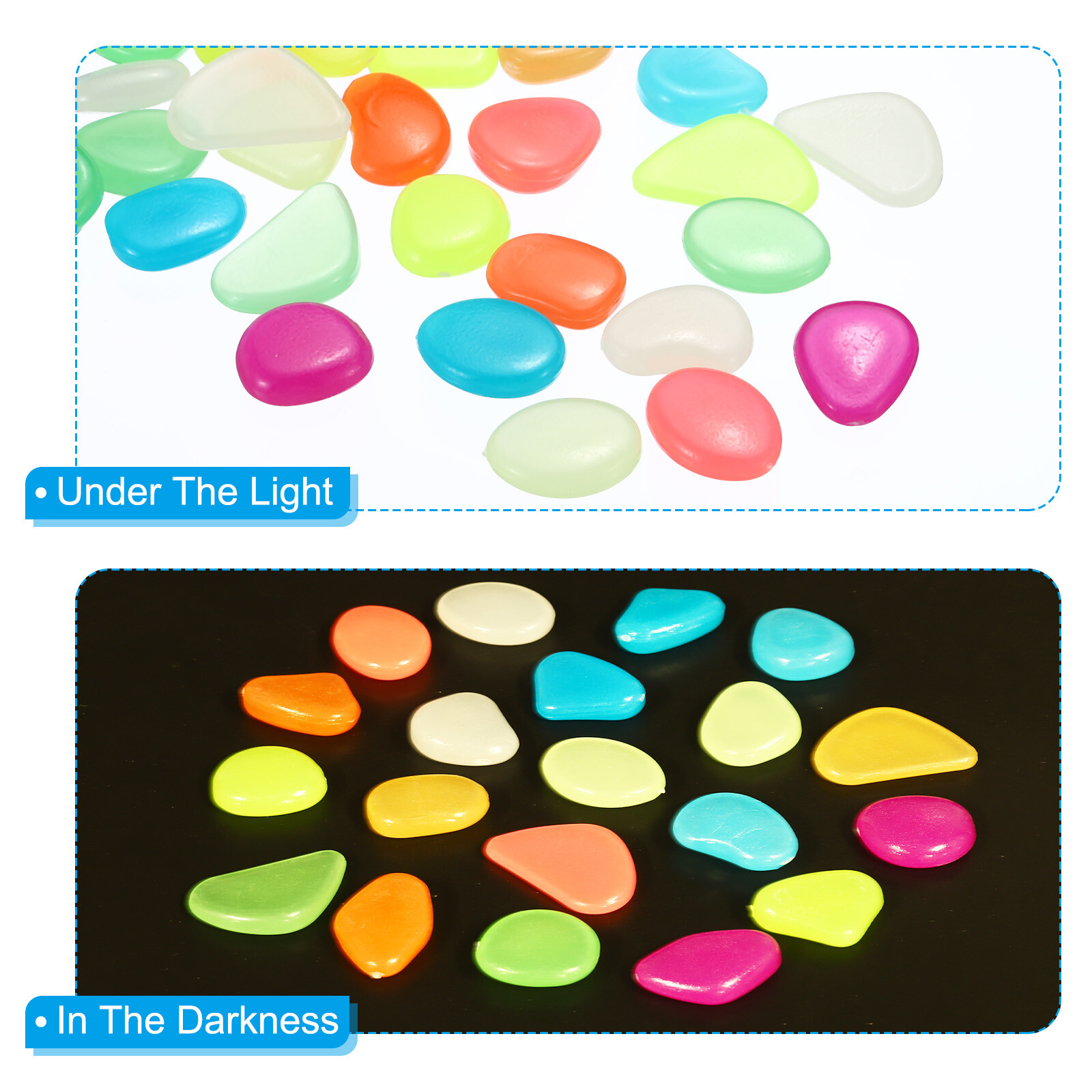 150pcs Glow Rocks 20-30mm Decoration Pebbles Luminous Stones Decor ...