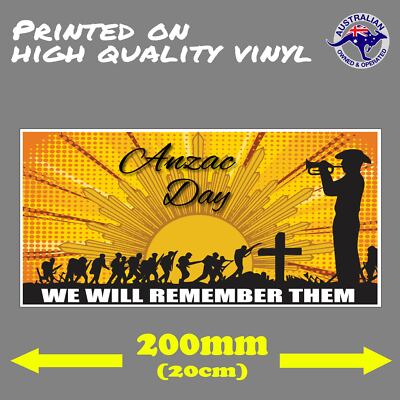 Anzac Day We Will Remember Them Australian Army Car Decal Bumper Vinyl ...